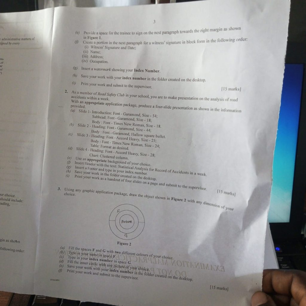 WAEC 2023 Computer Studies 3 (Practical) Questions And Answers - Gidiclass